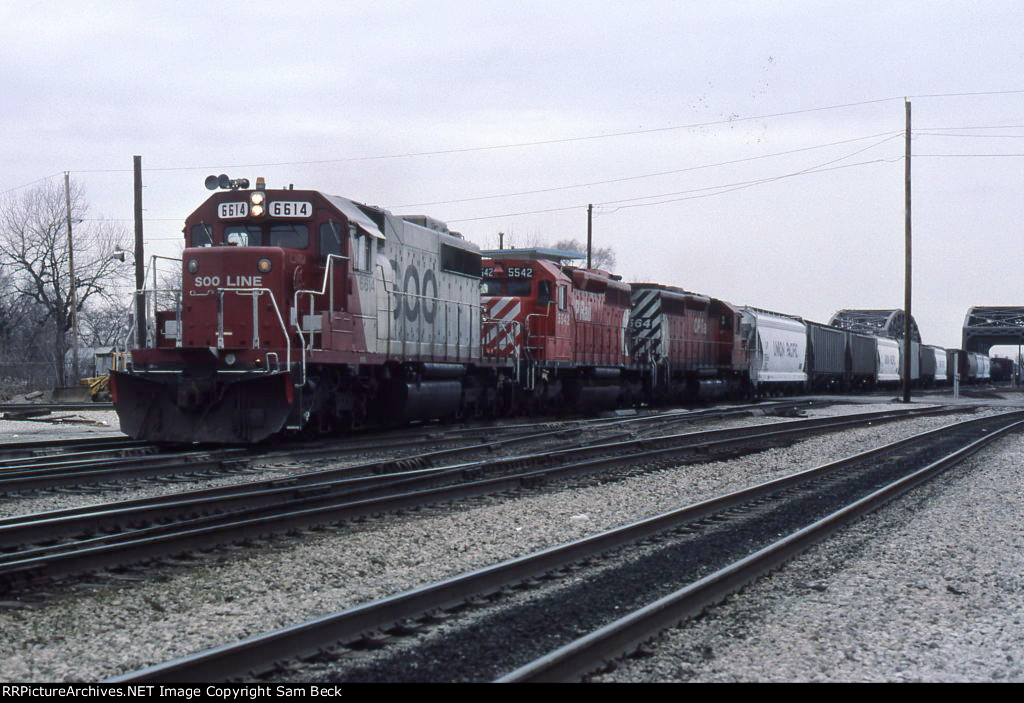 SOO 6614, CP 5542, and 5564 on #202